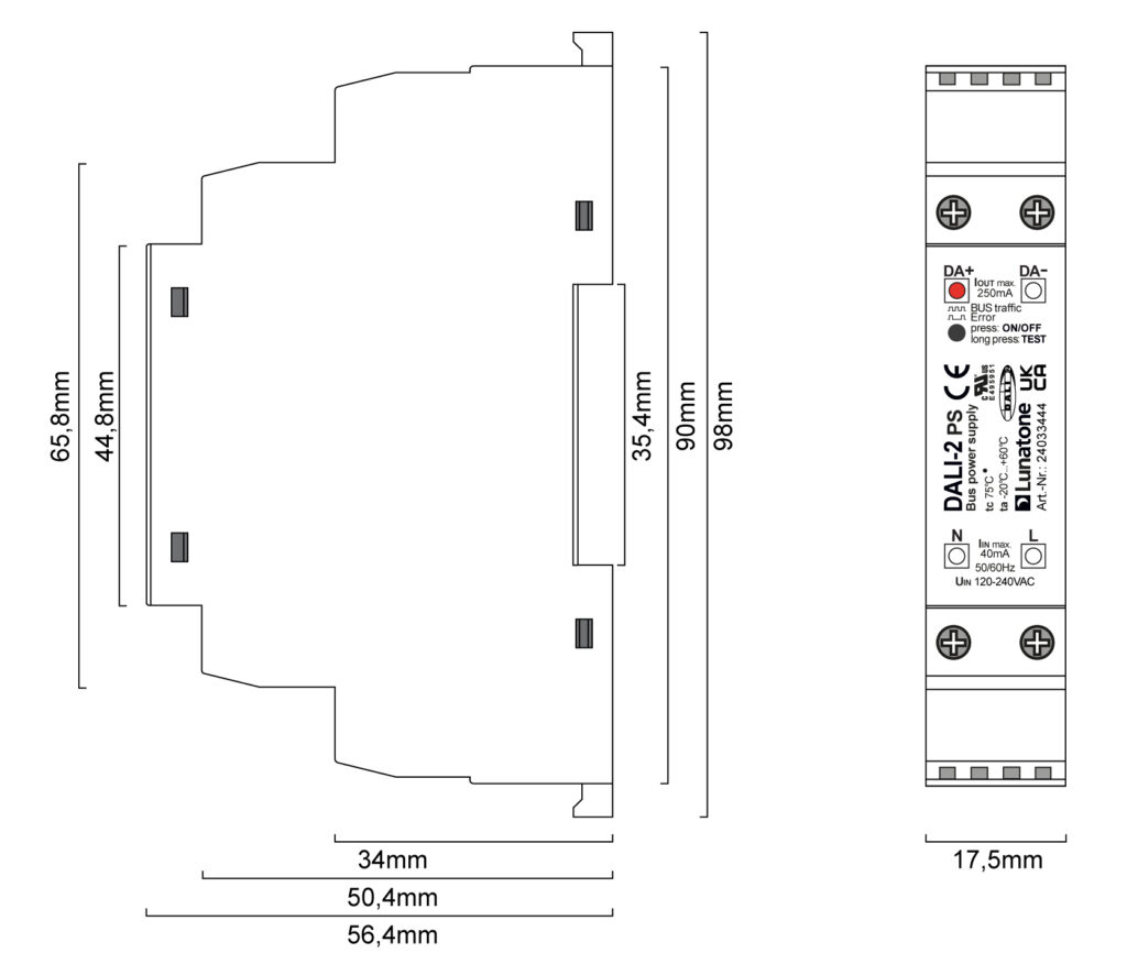 DALI-2 PS 200mA til DIN-Skinne | Jumitech